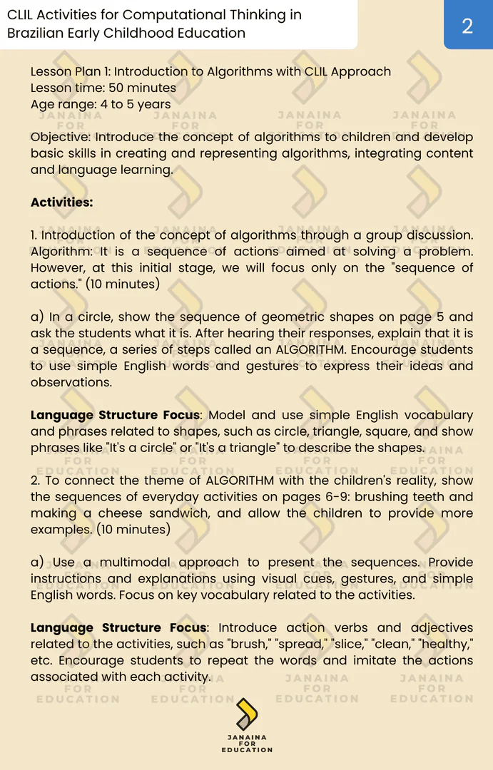Fun Lesson Plan about Logics/Algorithms for 4... | Tá Pronto