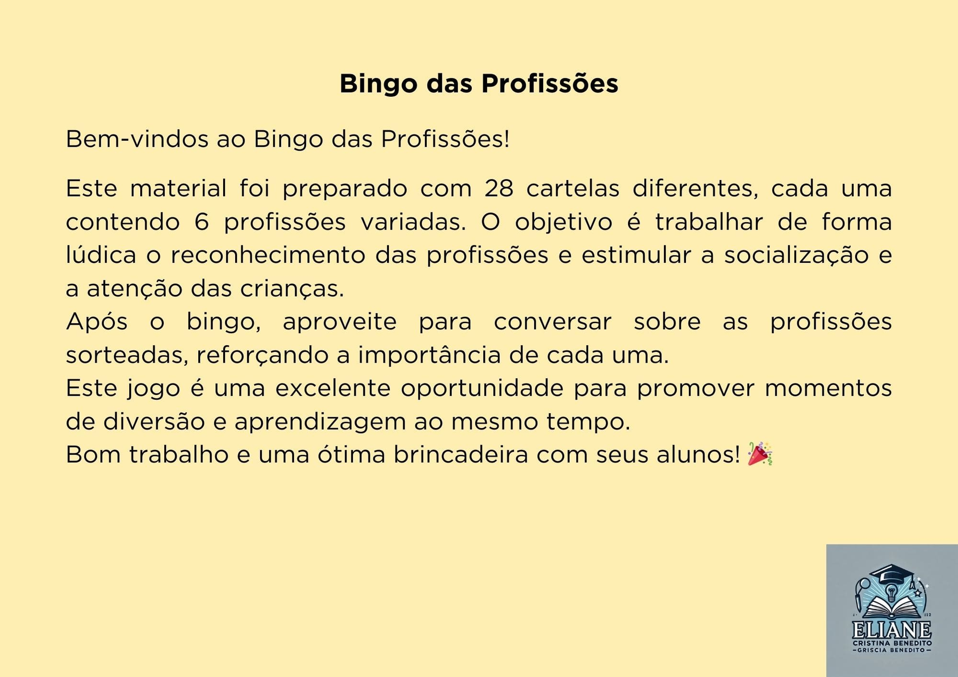 🚀🎉 BINGO DAS PROFISSÕES - PARA CRIANÇAS! 🎉... | Tá Pronto