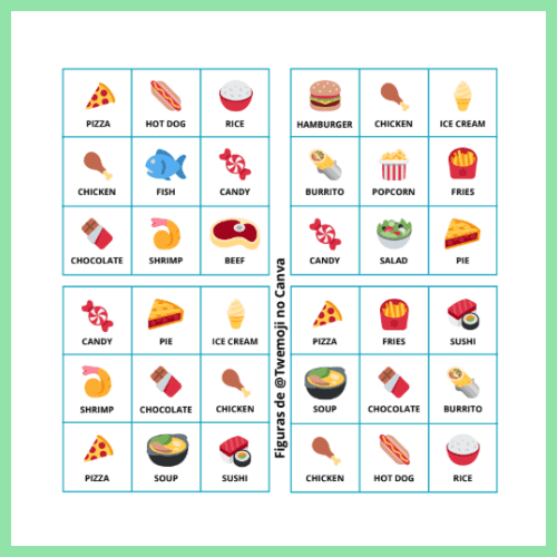 Inglês | Food (Bingo - game) | Tá Pronto
