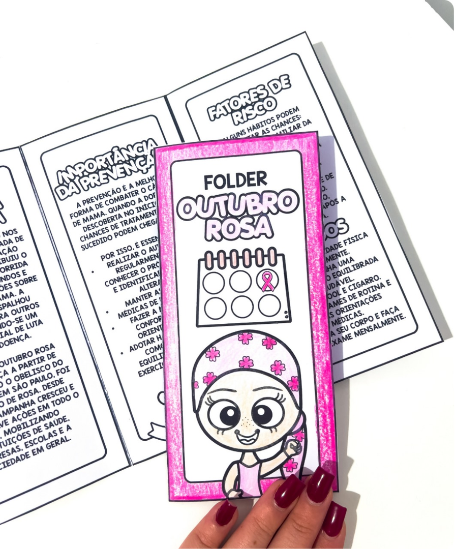Folder Informativo outubro Rosa Para Imprimir | Tá Pronto