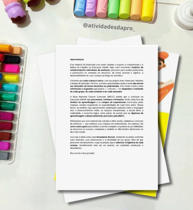 Relatórios Educação Infantil - E-book | Tá Pronto