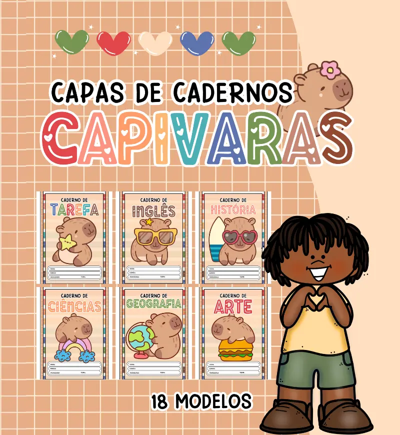 Kit Capas para Caderno - Capivara | Tá Pronto