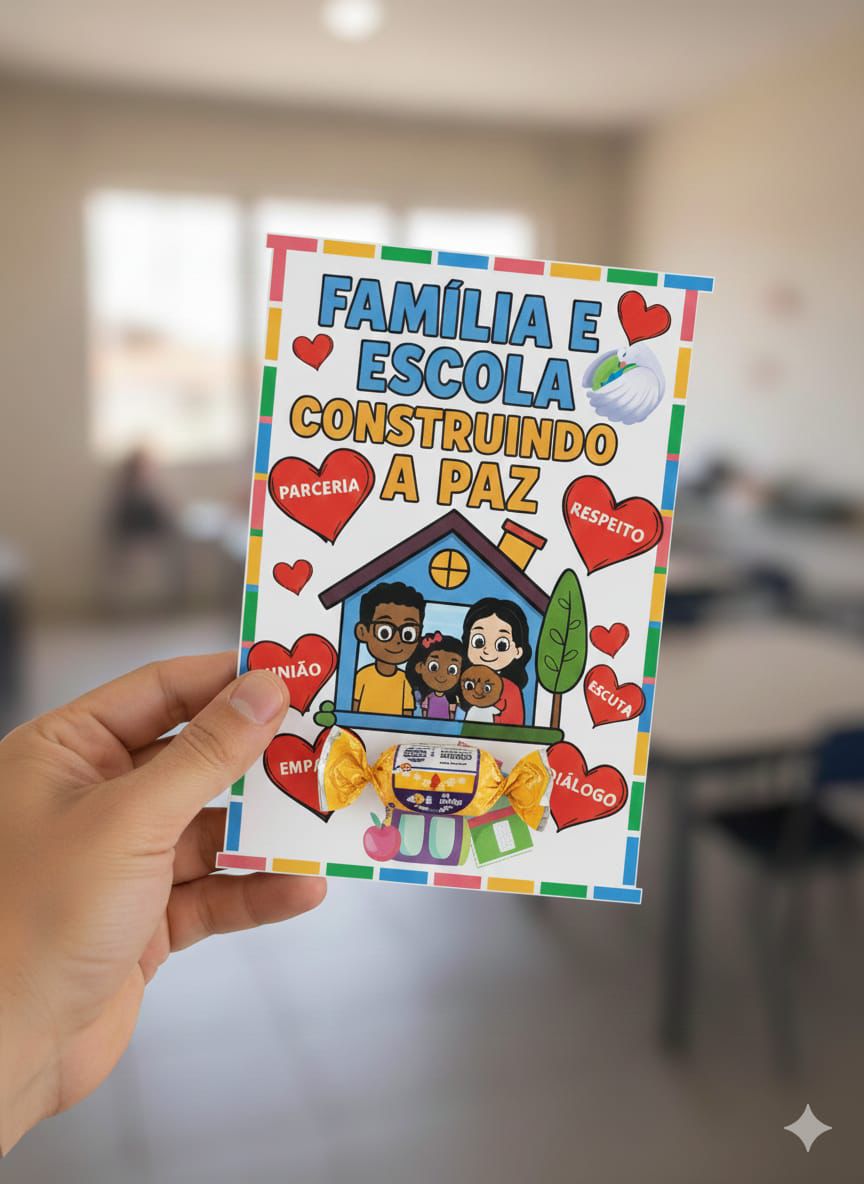 KIT CARTÃO + PAINEL “FAMÍLIA E ESCOLA CONSTRU... | Tá Pronto