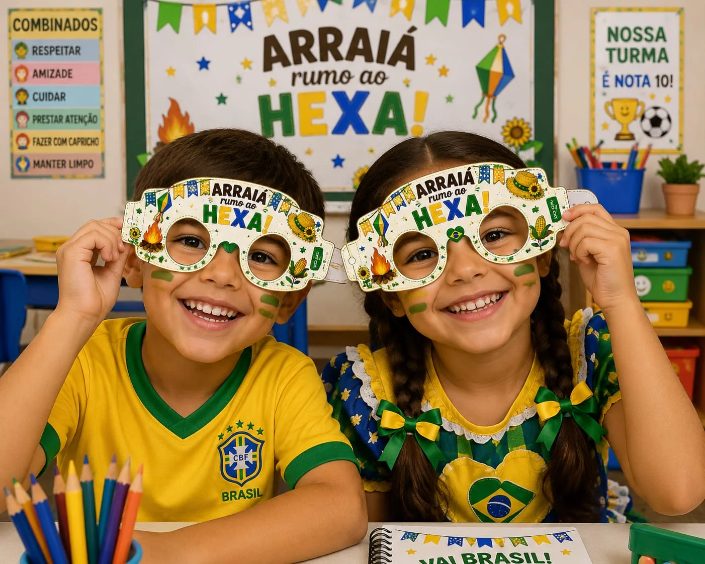 Kit Arraiá Rumo ao Hexa: Painel, Lembrancinha... | Tá Pronto